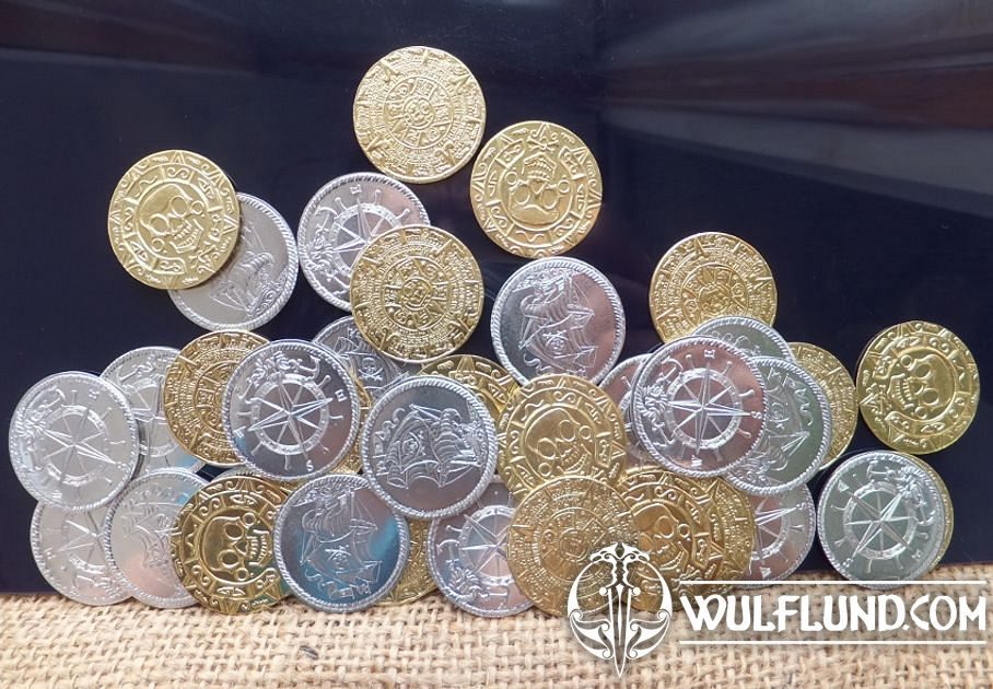 Pirate Treasure 40 pieces and a Pouch medieval and renaissance coins ...