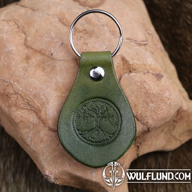 CELTIC TREE, Leather Keychain green Drakkaria keychains, whips, other ...