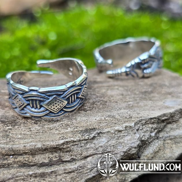 WIKINGER RING verstellbar, Borre-Stil, Silber 925/1000 Drakkaria Ringe ...