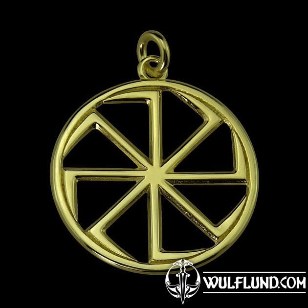 KOLOVRAT, SLAVIC SUN WHEEL PENDANT, 14K gold golden jewellery Silver ...