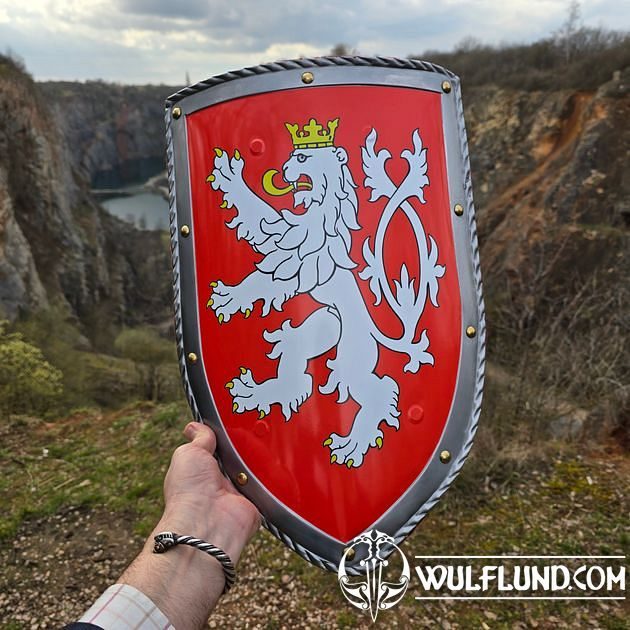 MEDIEVAL SHIELD - Bohemian lion, metal, handmade Decorative and painted ...