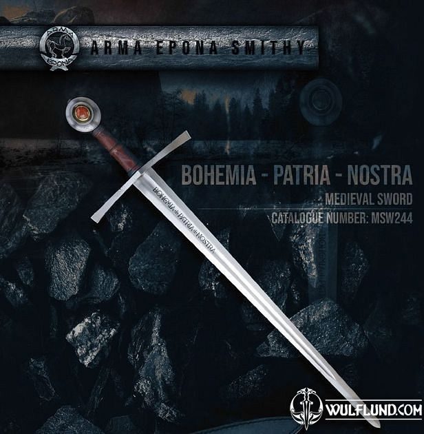 BOHEMIA - PATRIA - NOSTRA, medieval sword FULL TANG Drakkaria medieval ...