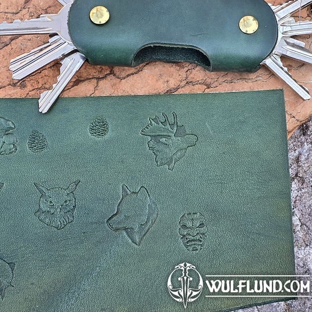 LEATHER KEYCHAIN with screws, green keychains, whips, other Leather ...