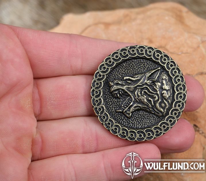 SLAVIC WOLF Pendant, zinc ant. brass Drakkaria Slavic amulets amulets ...