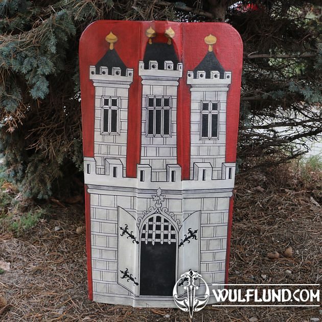 HUSSITE PAVISE SHIELD, hand-painted wooden shield PRAGUE painted ...