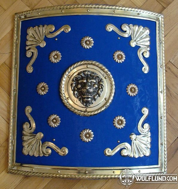 GLADIATOR SHIELD, brass decorations, blue painted shields Shields ...