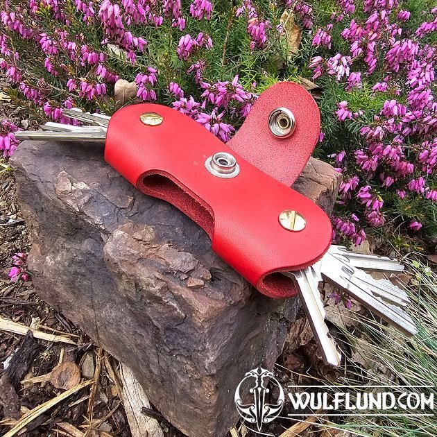 MEDIEVAL ROSE, leather key ring with screws, red keychains, whips ...