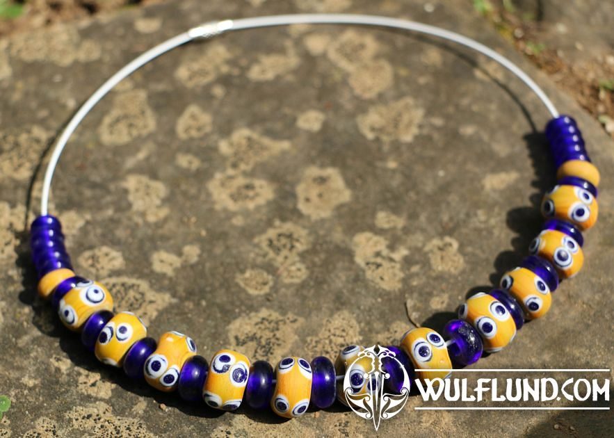 NECKLACE, Celtic glass beads, reproduction Drakkaria historical glass ...