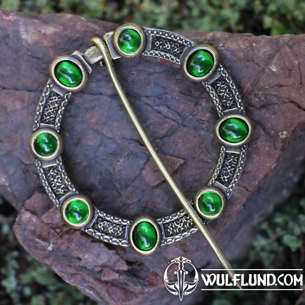 NORICA, large medieval cloak brooch with glass brooches, jewels ...