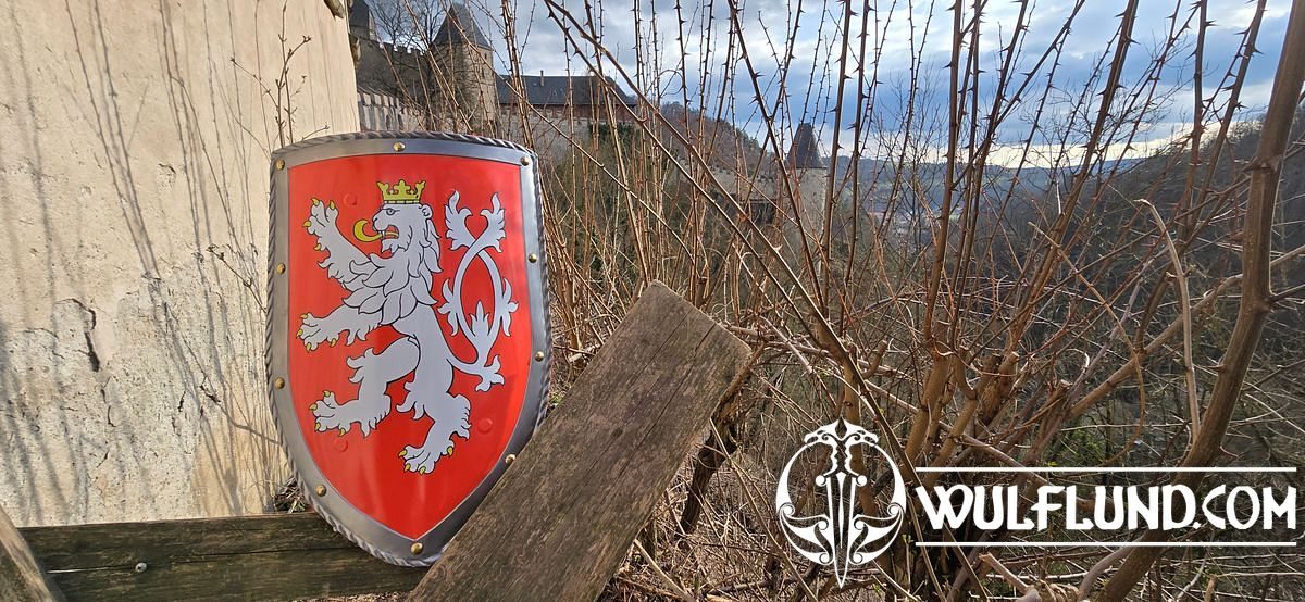 MEDIEVAL SHIELD - Bohemian lion, metal, handmade Decorative and painted ...