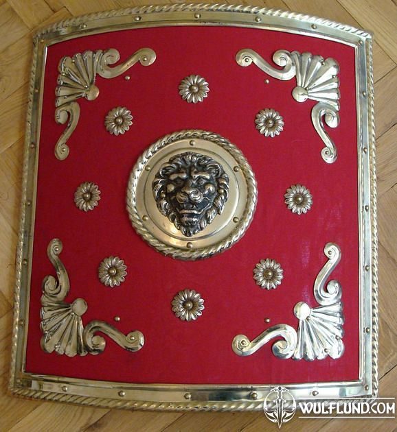 GLADIATOR SHIELD, brass decorations, red painted shields Shields ...