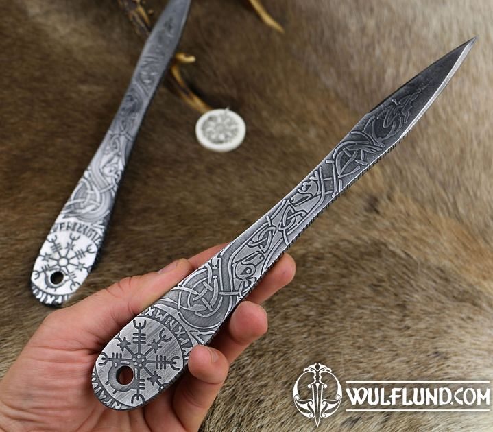 ARROW etched throwing knife with Vegvísir - 1 piece Arma Epona Throwing ...