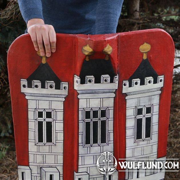 HUSSITE PAVISE SHIELD, hand-painted wooden shield PRAGUE painted ...