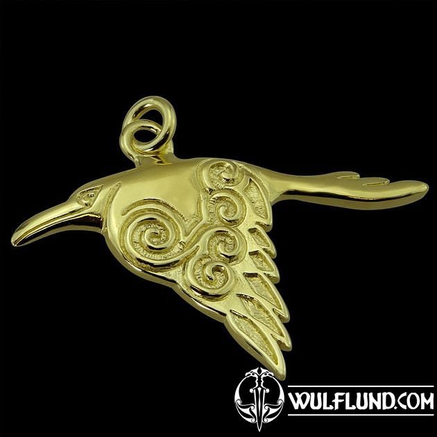 CORVUS Celtic Crow Pendant, 14k gold golden jewellery Jewellery ...
