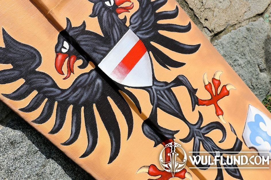 HAND PAINTED PAVISE, long wooden shield Eagle Decorative and painted ...