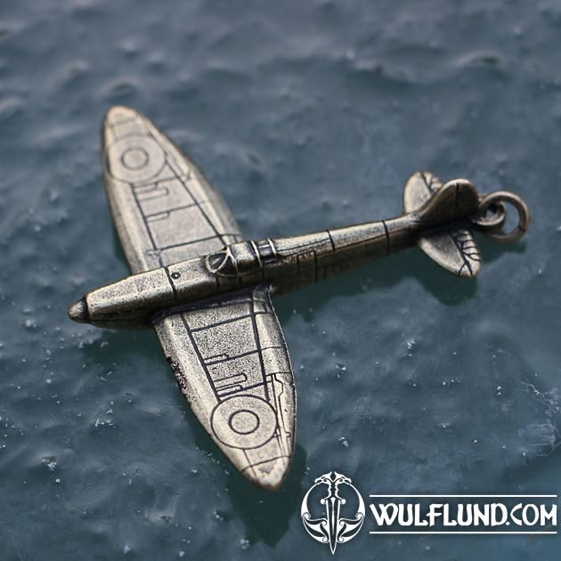 Supermarine SPITFIRE, aircraft pendant, ant.brass zinc Drakkaria All ...