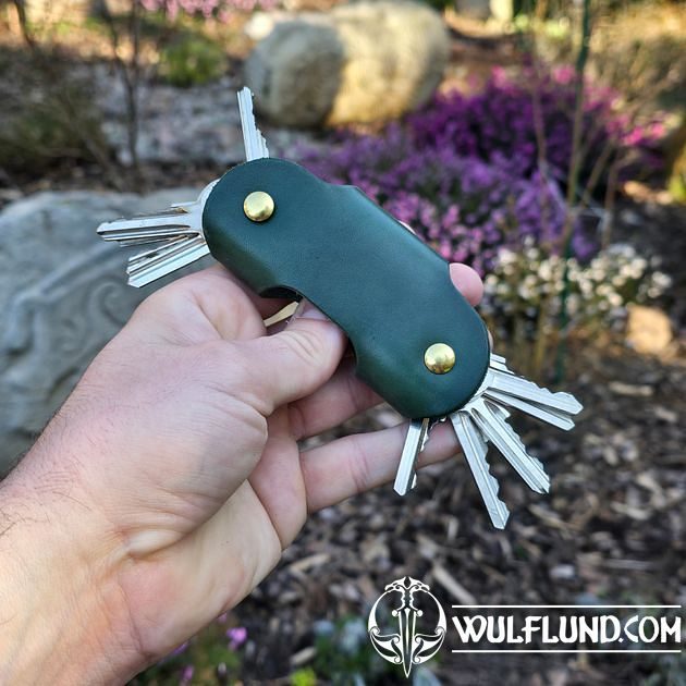 LEATHER KEYCHAIN with screws, green keychains, whips, other Leather ...