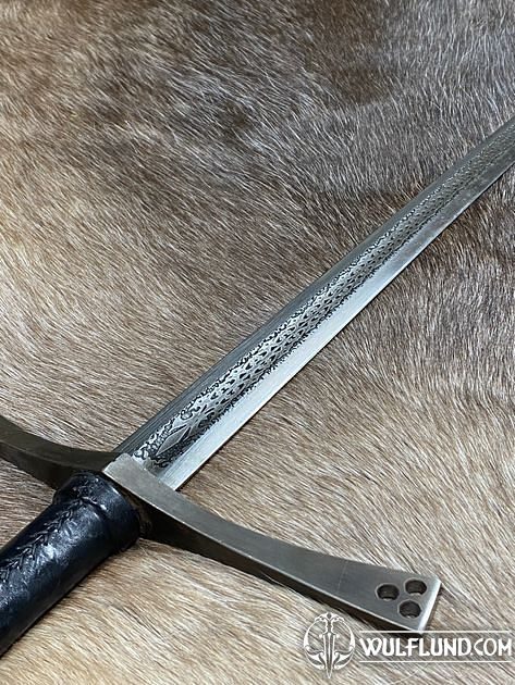 FLORIAN - medieval one and a half hand etched sharp sword Drakkaria ...