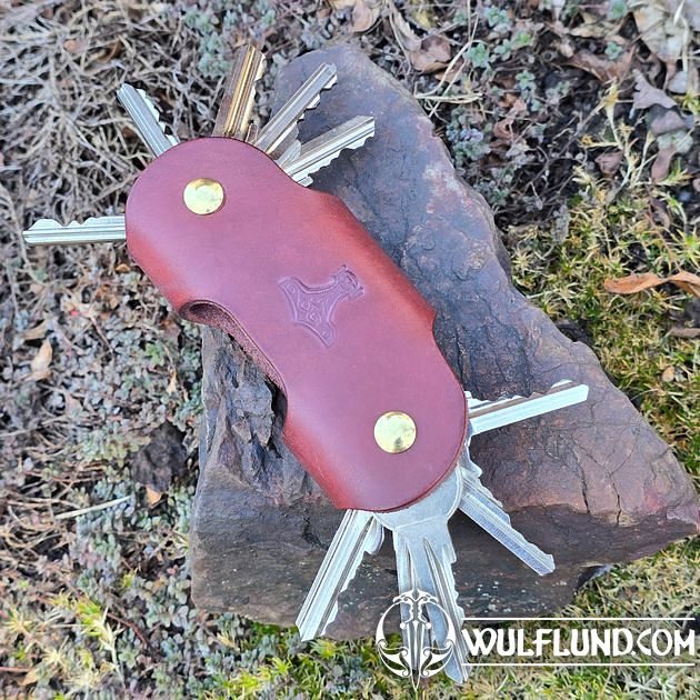 MJÖLNIR - LEATHER KEYCHAIN with screws, cognac keychains, whips, other ...