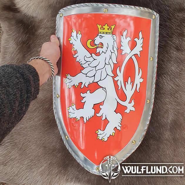 MEDIEVAL SHIELD - Bohemian lion, metal, handmade Decorative and painted ...