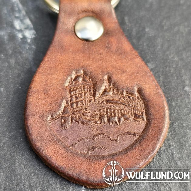 MEDIEVAL CASTLE, key ring, leather Drakkaria Leather keychains Leather ...