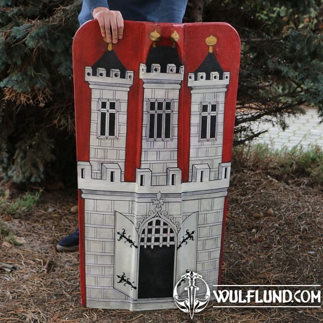 HUSSITE PAVISE SHIELD, hand-painted wooden shield PRAGUE painted ...