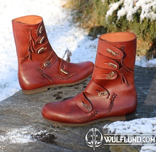 RASMUS, viking leather shoes, light brown viking, slavic boots footwear ...