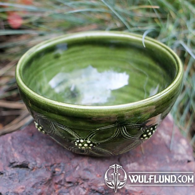 Green MEDIEVAL BOWL 10 cm historical ceramics Feasting Wulflund.com ...