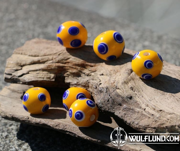 Celtic Glass Bead, yellow, replica historical glass beads, replica ...