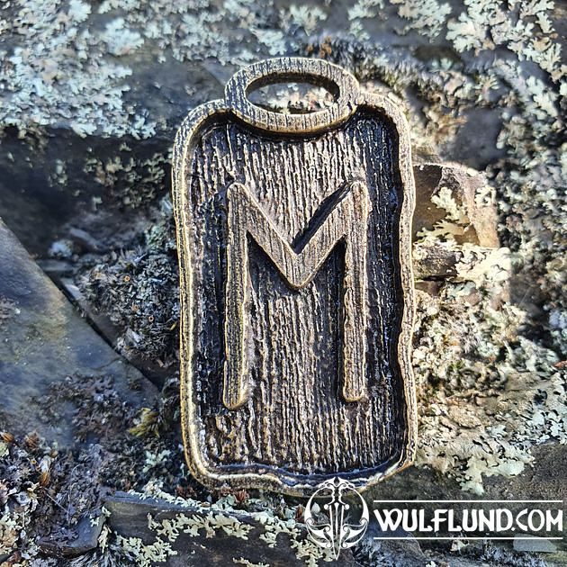 EHWAZ, Rune Pendant zinc, ant. brass Drakkaria rune pendants amulets ...