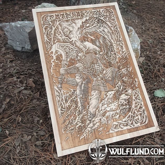 THOR wall decoration, wood 46x70cm wooden statues, plaques, boxes Wood ...