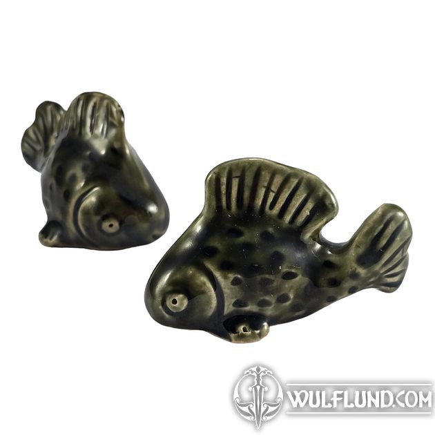 CARP, ceramic fish, green Traditional Czech ceramics Feasting Wulflund ...