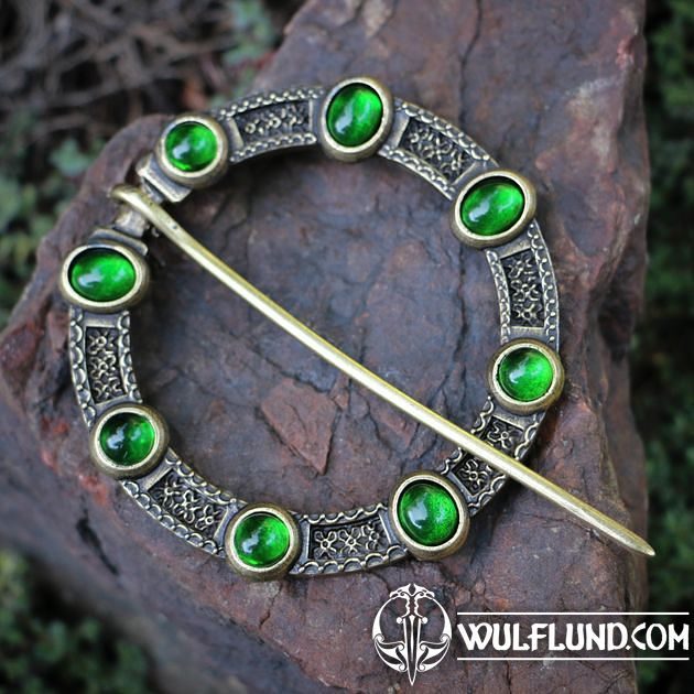 NORICA, large medieval cloak brooch with glass brooches, jewels ...