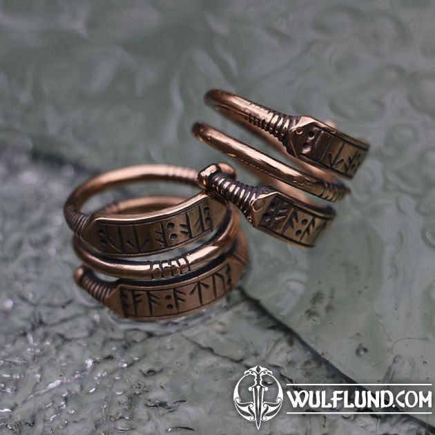 WEALTH - Viking rune ring, bronze Drakkaria rings - bronze bronze and ...