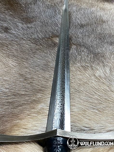 FLORIAN - medieval one and a half hand etched sharp sword Drakkaria ...