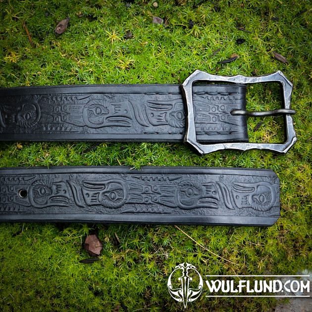 THUNDER BIRD Leather BELT with Forged Buckle Drakkaria belts Leather ...