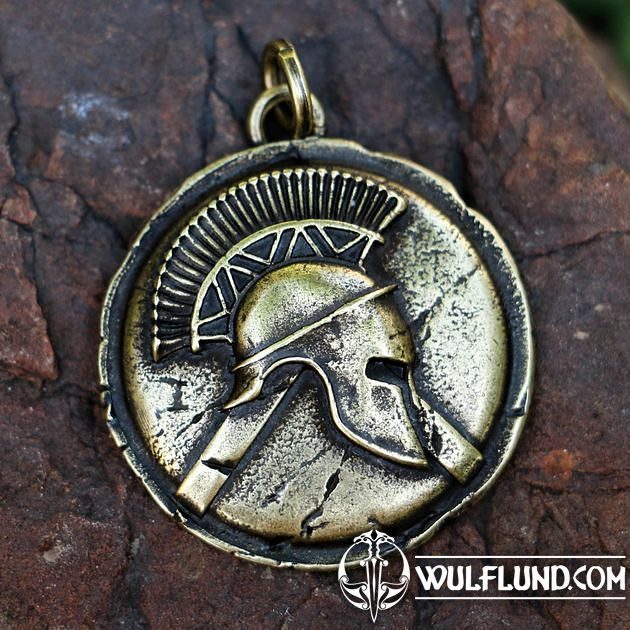 SPARTA, Spartan warrior, pendant, zinc, ant.brass Drakkaria All ...