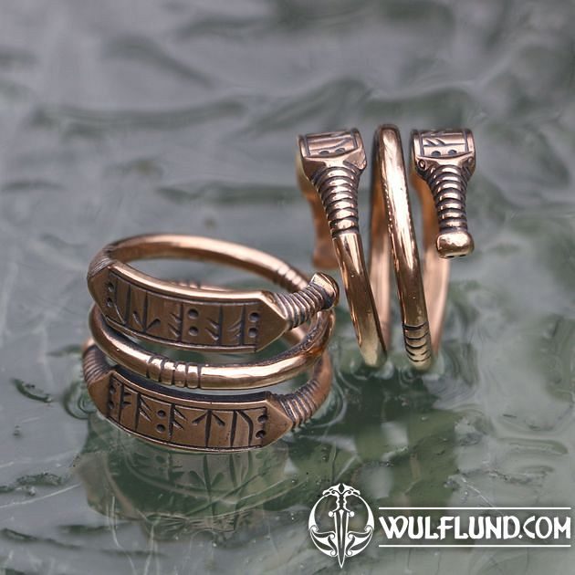 WEALTH - Viking rune ring, bronze Drakkaria rings - bronze bronze and ...