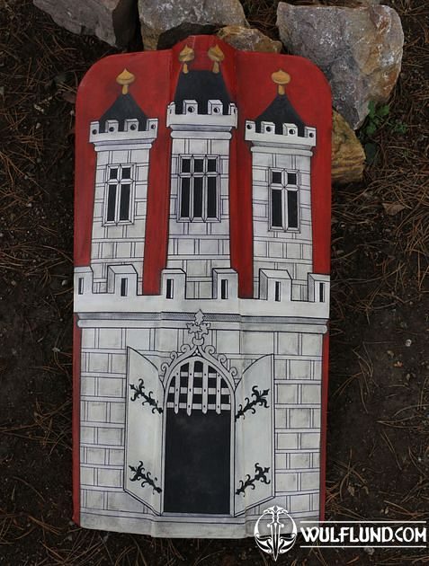 HUSSITE PAVISE SHIELD, hand-painted wooden shield PRAGUE painted ...
