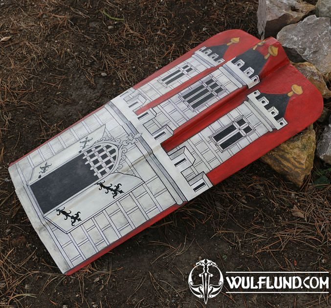 HUSSITE PAVISE SHIELD, hand-painted wooden shield PRAGUE painted ...