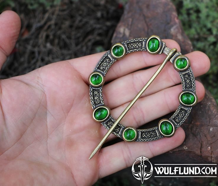 NORICA, large medieval cloak brooch with glass brooches, jewels ...