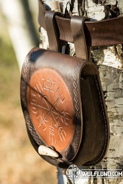 Vegvísir, leather viking bag bags, sporrans Leather Products - wulflund.com