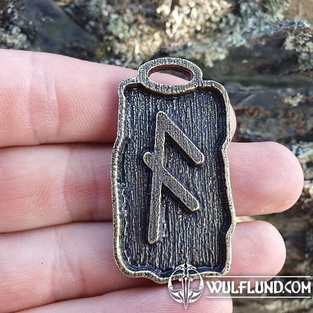 ANSUZ - Rune Pendant, zinc, ant. brass Drakkaria rune pendants amulets ...