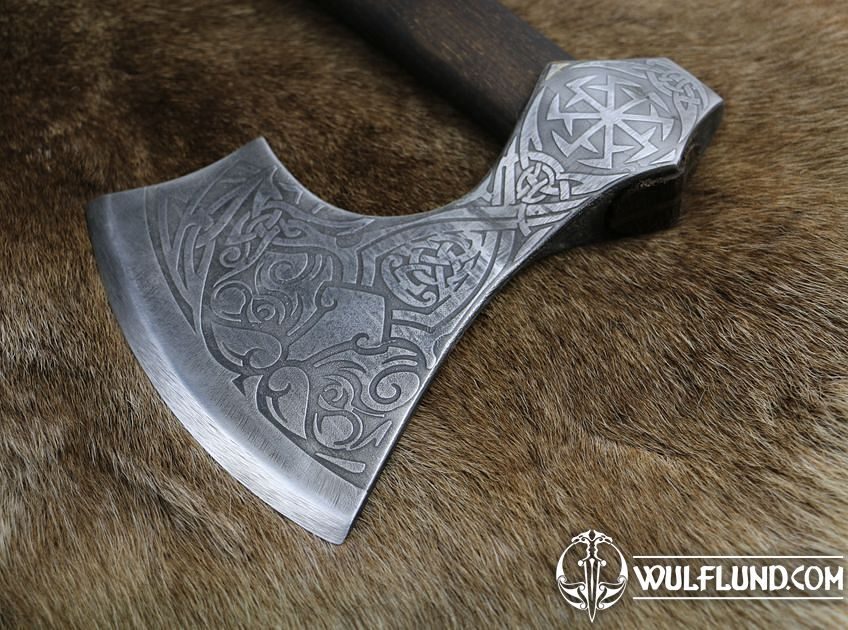 Axe of Perun, etched Slavic Axe Drakkaria axes, poleweapons Weapons ...