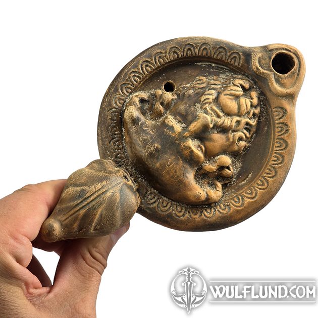 FAUN - ROMAN OIL LAMP, lantern historical ceramics Feasting Wulflund ...