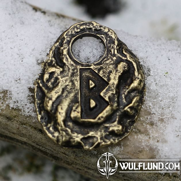 BERKANO - Rune Pendant ant. brass Drakkaria rune pendants amulets and ...