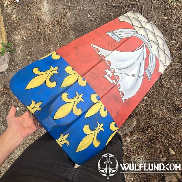 Pavise shield of Paris, hand-painted wooden medieval shield living ...