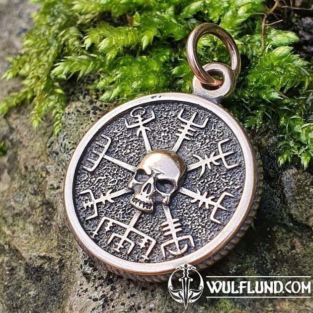 VEGVÍSIR SKULL - Rune islandaise, pendentif en bronze Drakkaria ...