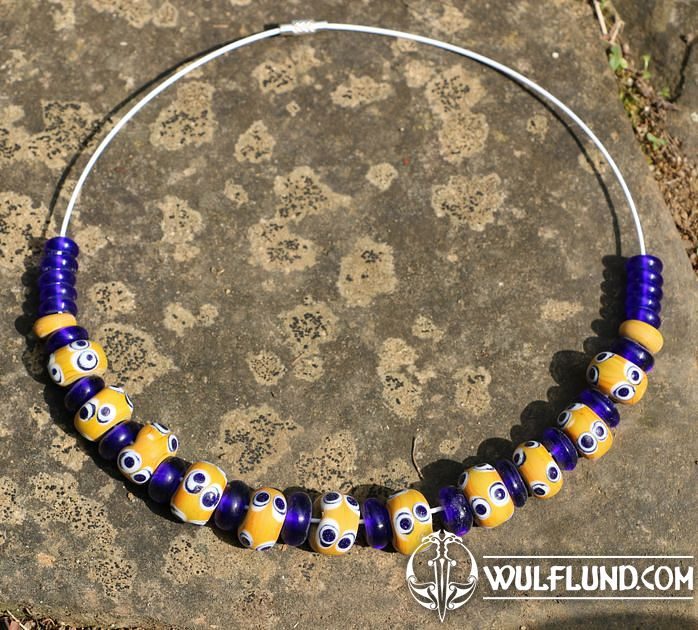 NECKLACE, Celtic glass beads, reproduction Drakkaria historical glass ...
