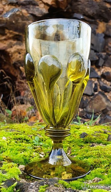 PERCHTA, BOHEMIAN MEDIEVAL GOBLET, green forest glass historical glass ...